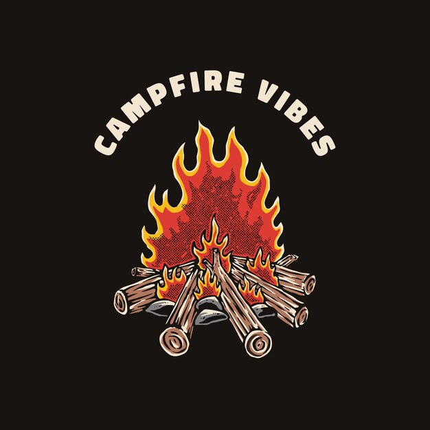 Captivating Campfire Flames and Firewood Illustration | Jiffy Designs