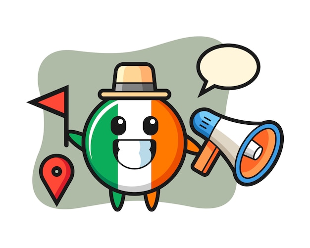 Cheerful Irish Flag Character Promoting with Megaphone | Jiffy Designs
