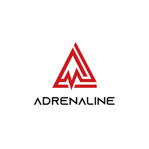 Striking Red Triangle Logo with Bold 'Adrenaline' Text | Jiffy Designs