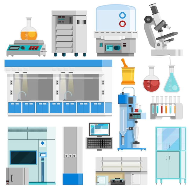 Vibrant Collection of Scientific and Laboratory Equipment Illustrations ...
