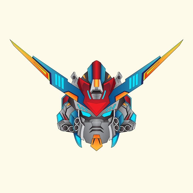 Vibrant Mecha Head: A Dynamic Futuristic Design | Jiffy Designs
