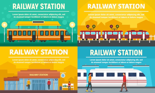 Vibrant Collection of Iconic Railway Station Illustrations | Jiffy Designs