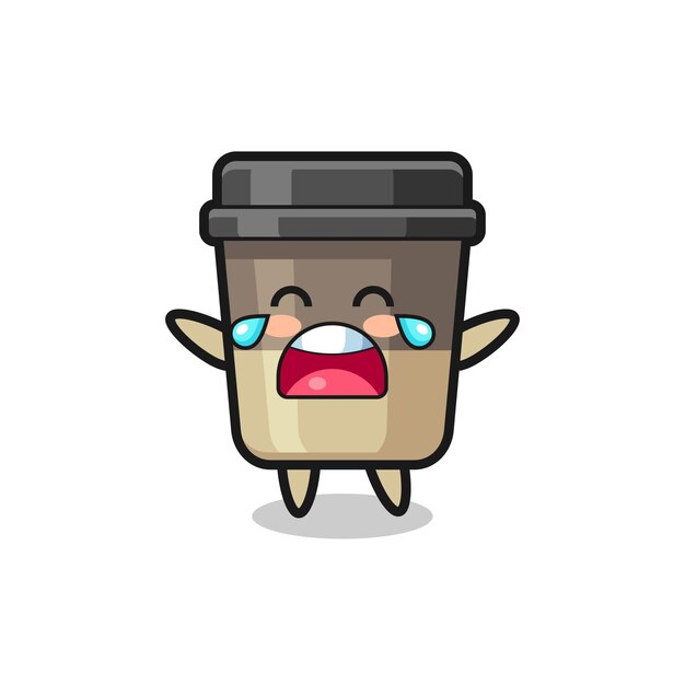 Adorable Crying Coffee Cup Cartoon Character | Jiffy Designs