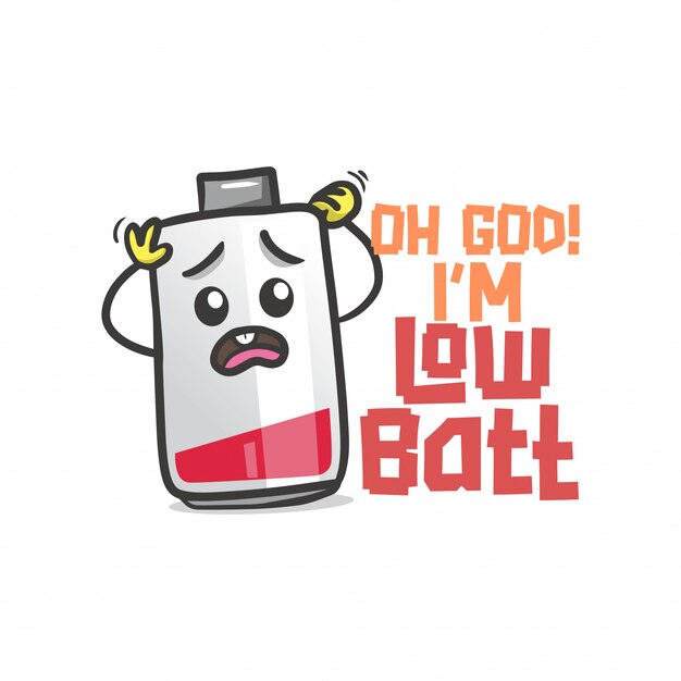Comical Cartoon Battery Expressing Surprise and Dismay | Jiffy Designs