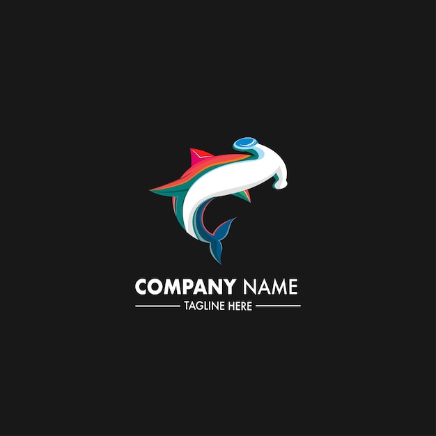 Vibrant Leaping Shark Logo with Stylized Geometric Design | Jiffy Designs