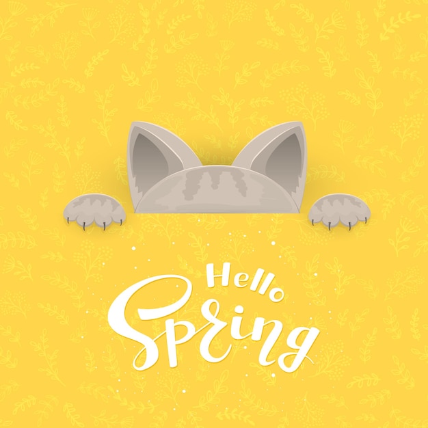 Minimalist Spring Bunny Ears on Yellow Background | Jiffy Designs