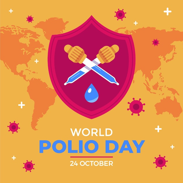Vibrant World Polio Day Emblem with Crossed Syringes and Droplet ...