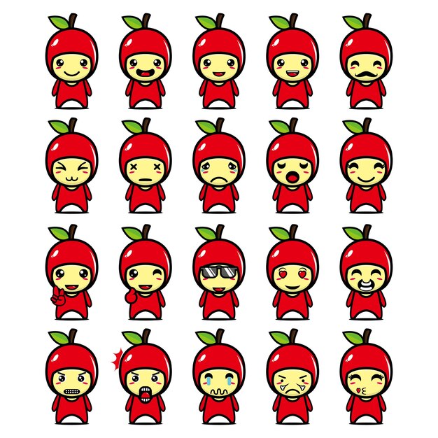 Delightful Orchard Sprites: A Whimsical Apple Character Collection ...
