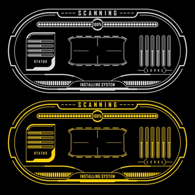 Futuristic Scanning Interface with Digital Readouts and Metallic ...