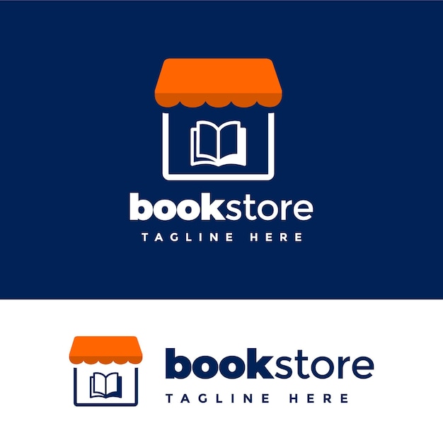 Vibrant Bookstore Logo with Open Book and Awning | Jiffy Designs