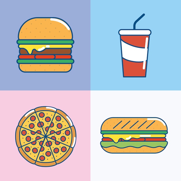 Vibrant Collection of Iconic Fast Food Symbols | Jiffy Designs