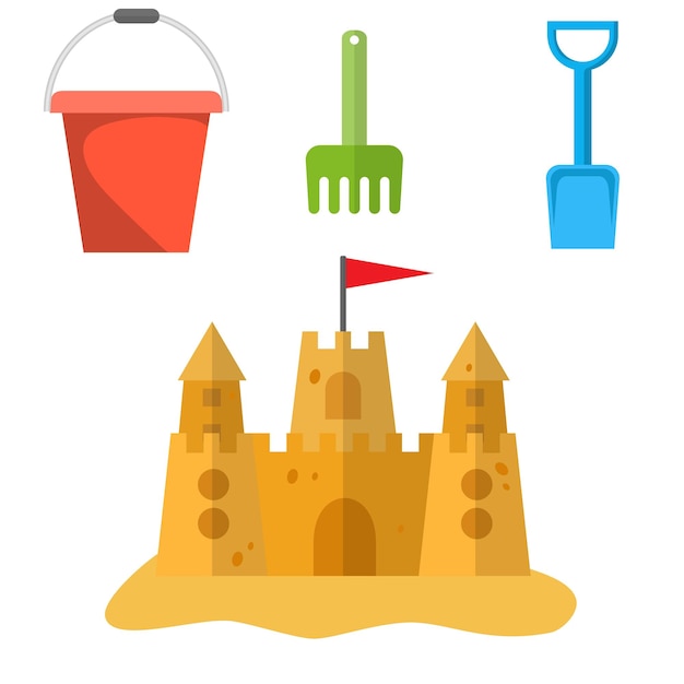 Vibrant Beach Day Essentials: Bucket, Rake, and Shovel | Jiffy Designs