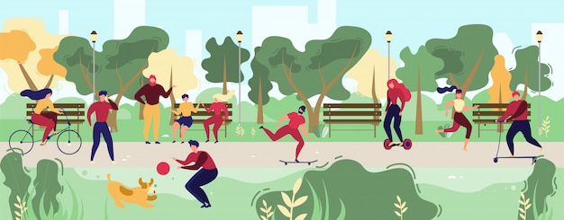 Vibrant Outdoor Park Scene with People Enjoying Leisure Activities ...
