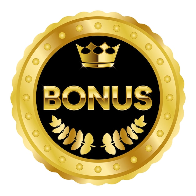 Regal Golden Bonus Badge with Laurel Wreath and Crown | Jiffy Designs