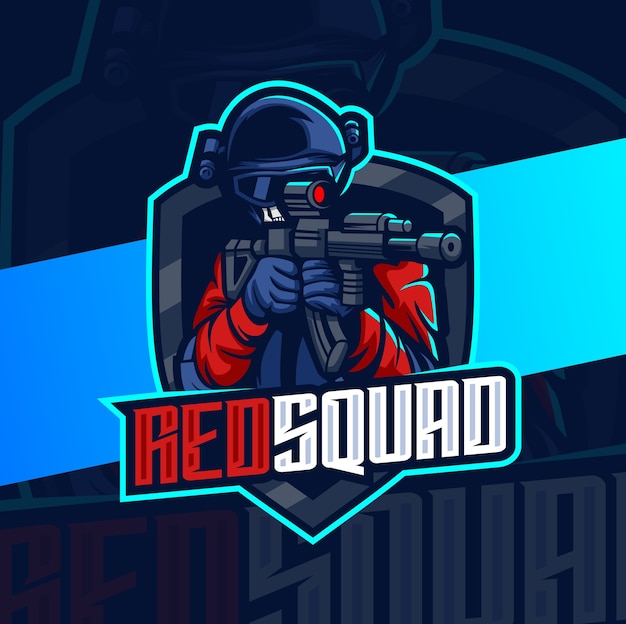 Striking Red Squad Emblem with Futuristic Astronaut | Jiffy Designs