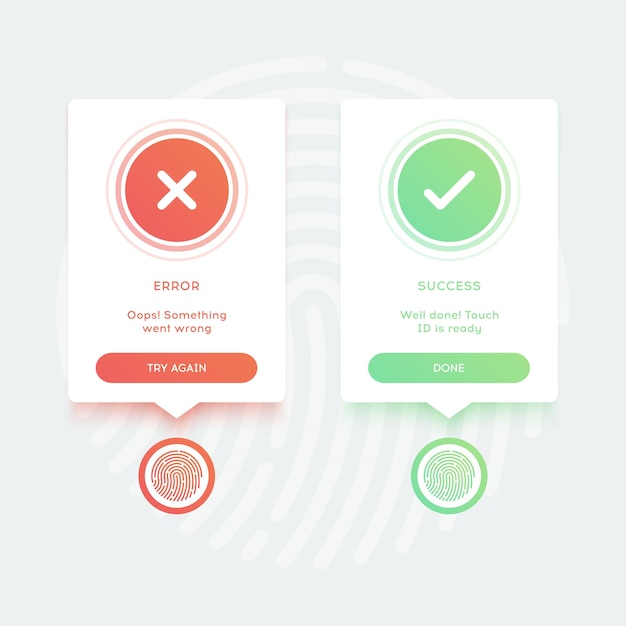 Minimalist Approval and Denial Buttons with Fingerprint Icons | Jiffy ...