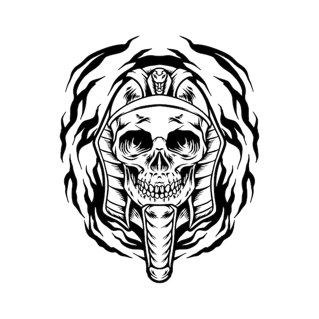 Fierce Pharaoh Skull: A Striking Emblem of Ancient Power | Jiffy Designs