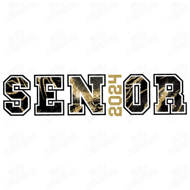 'Senior 2024' Bold Collegiate Letters with Camouflage Pattern Fill ...