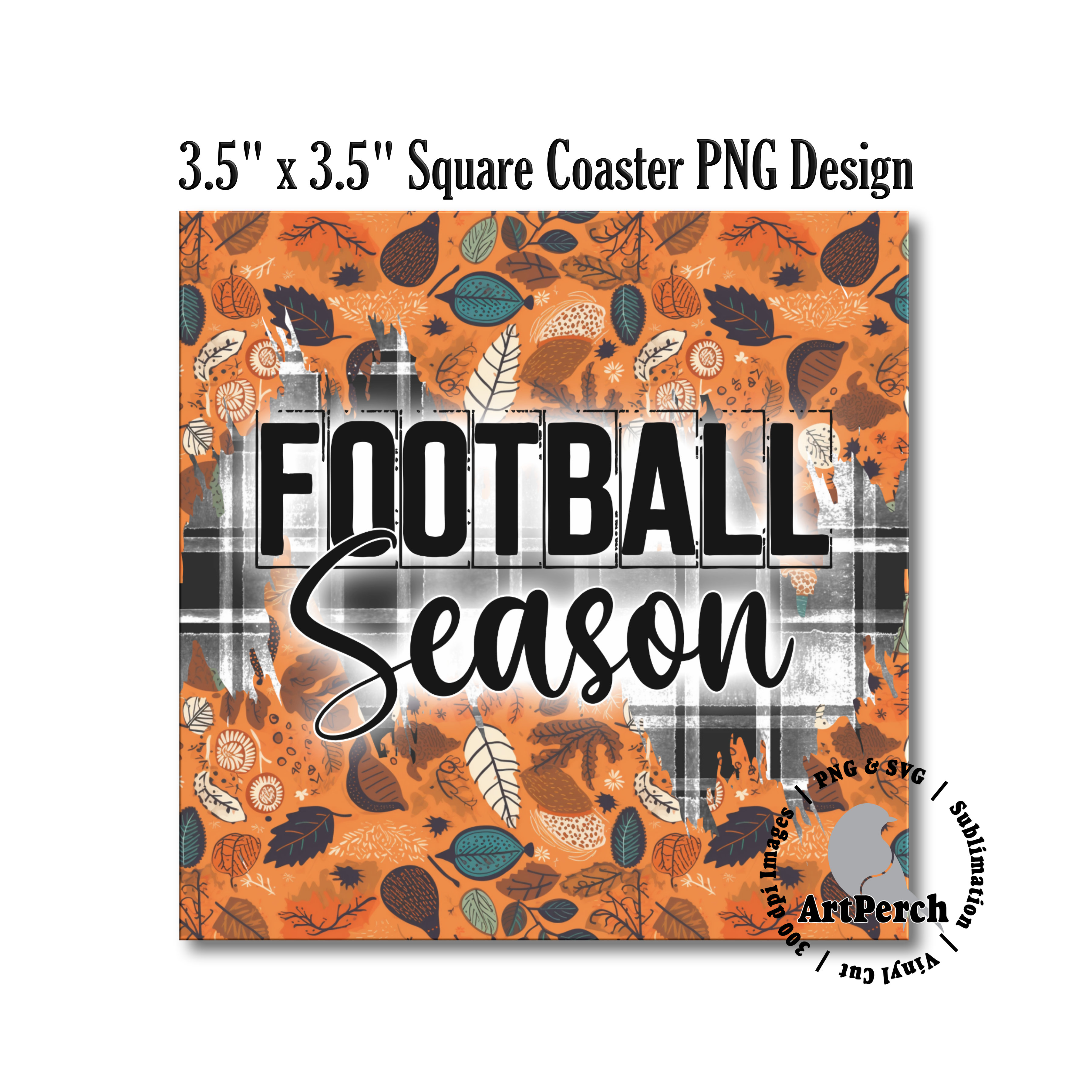 'Football Season' Autumn-Themed Sports Design with Plaid and Foliage ...