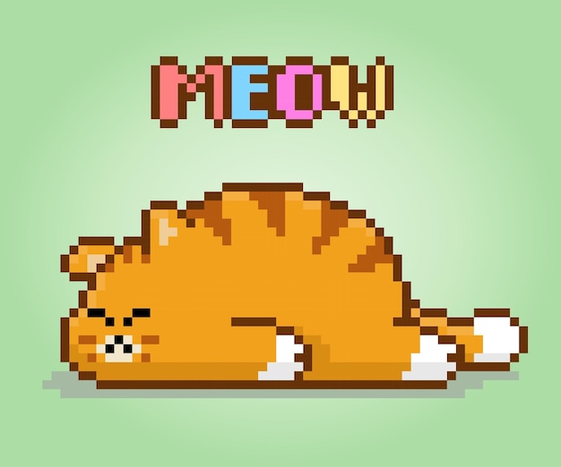 Adorable Pixel Art Tabby Cat Sleeping Peacefully | Jiffy Designs