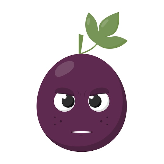 Whimsical Purple Plum with Curious Cartoon Expression | Jiffy Designs