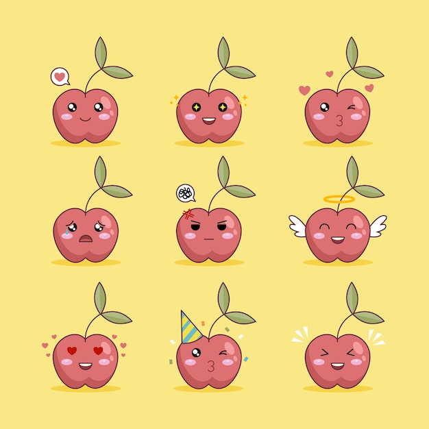 Charming Apple Emoji Collection with Diverse Expressions | Jiffy Designs