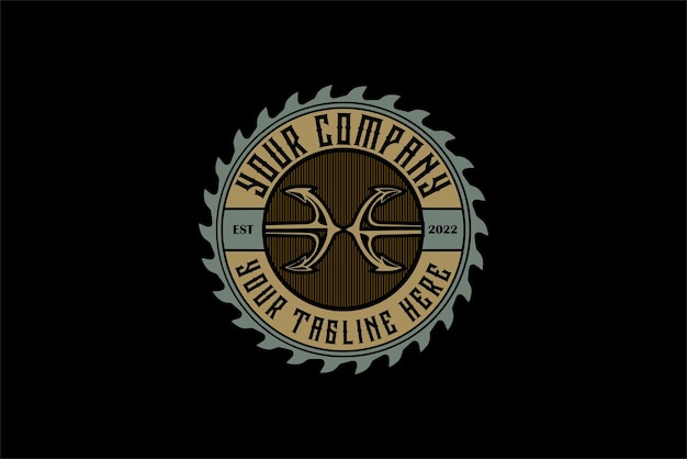 Rugged Saw Blade Logo with Customizable Tagline | Jiffy Designs