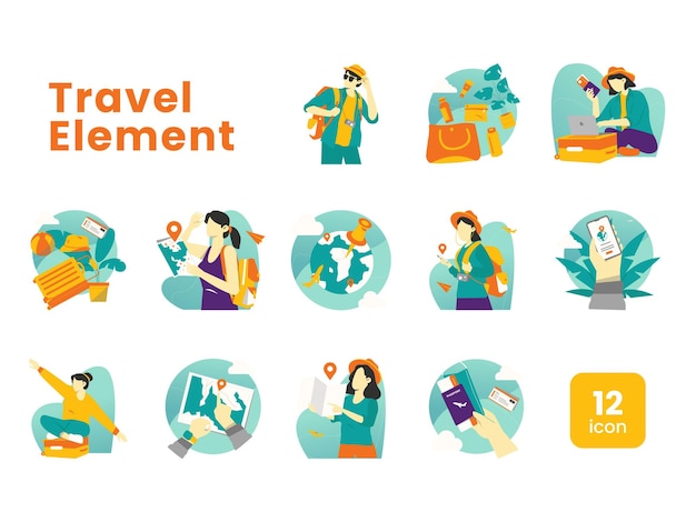 Vibrant Collection of Travel-Themed Graphic Elements | Jiffy Designs