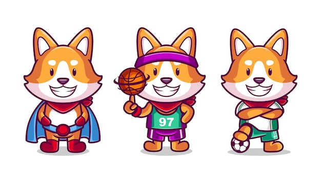 Adorable Corgi Mascot Collection with Sports Gear | Jiffy Designs