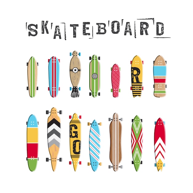 Vibrant Array of Stylized Skateboard Designs in Retro Motifs | Jiffy ...