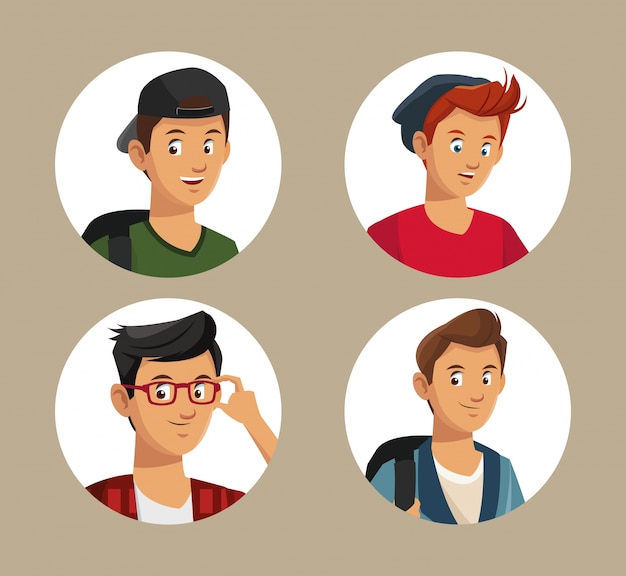 Vibrant Circular Character Portraits with Diverse Expressions and ...