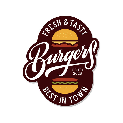 Burger Logo Template. Hand Drawn Burgers Calligraphy. Street Food ...