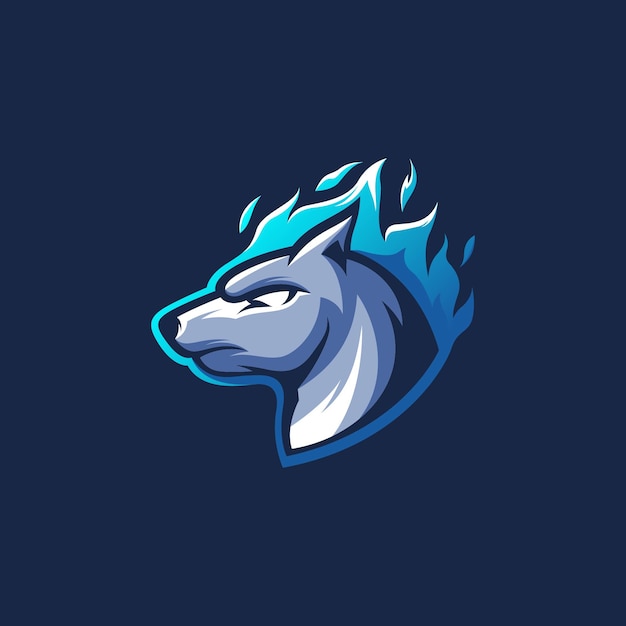 Fierce Icy Wolf Mascot Logo with Vibrant Flames | Jiffy Designs