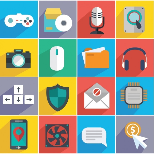 Vibrant Icon Collection Depicting Digital Life and Entertainment ...