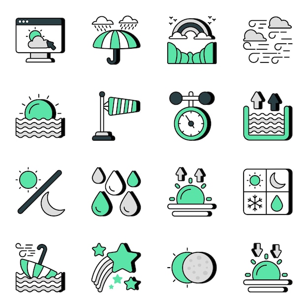 Whimsical Weather Motifs: A Playful Icon Collection | Jiffy Designs