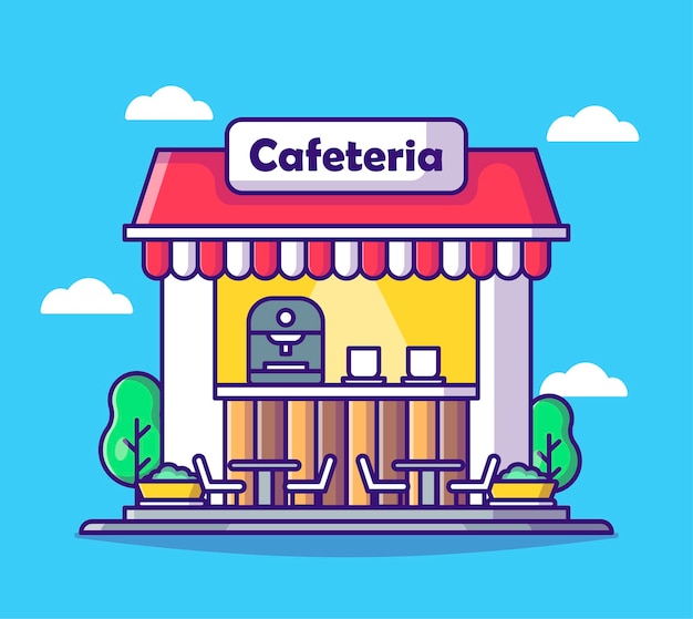 Vibrant Cafeteria Storefront with Awning and Outdoor Seating | Jiffy ...