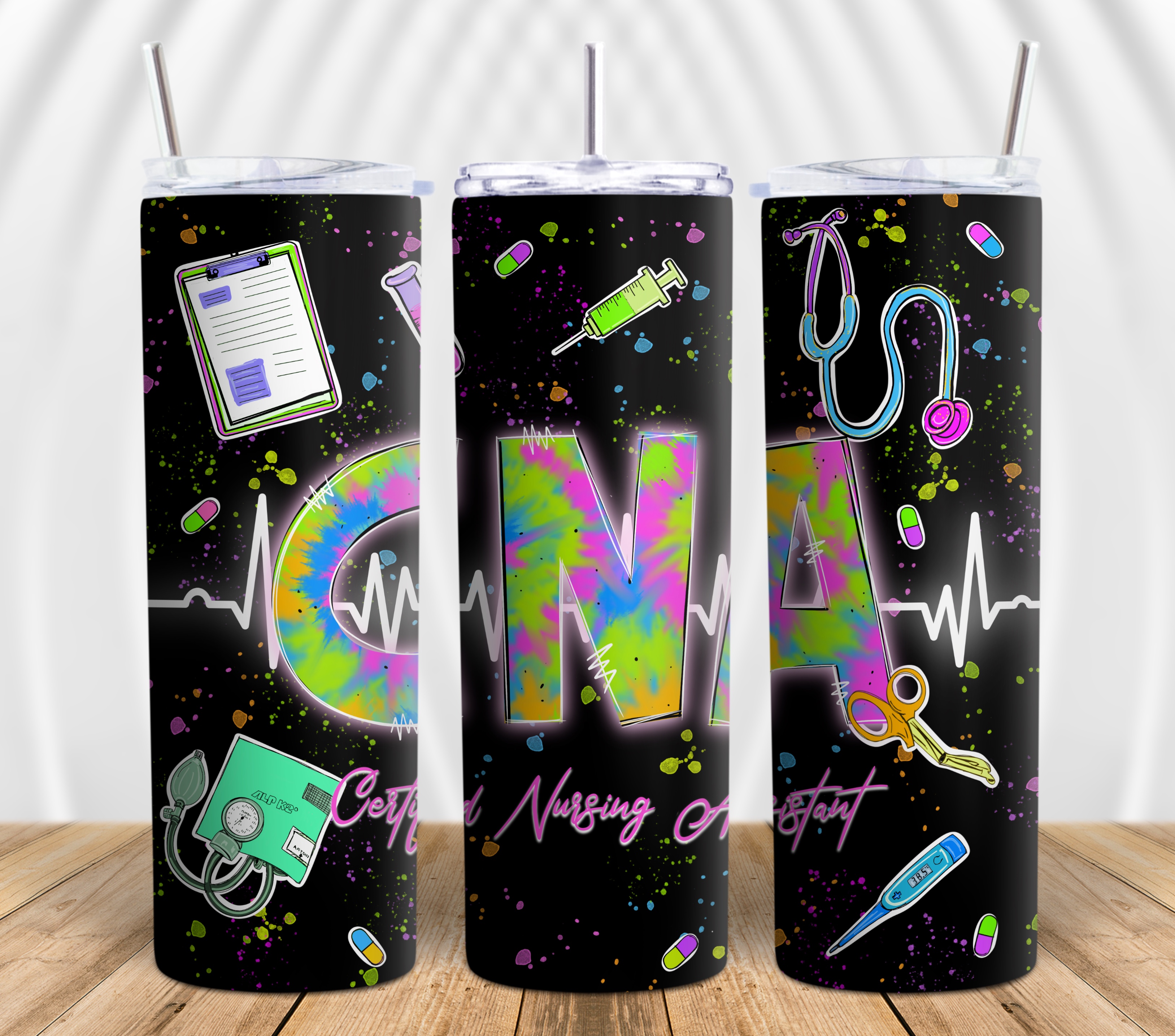 'CNA Certified Nursing Assistant' Vibrant Medical Symbols on Cosmic ...