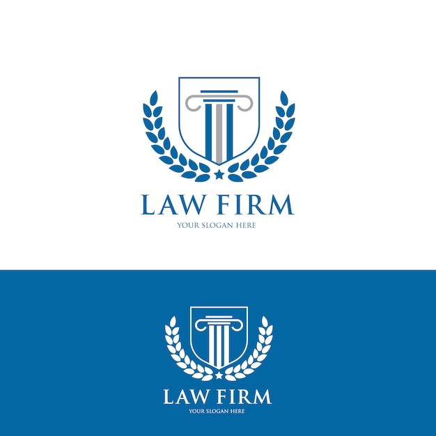 Elegant Law Firm Emblem with Laurel Wreath and Pillars | Jiffy Designs