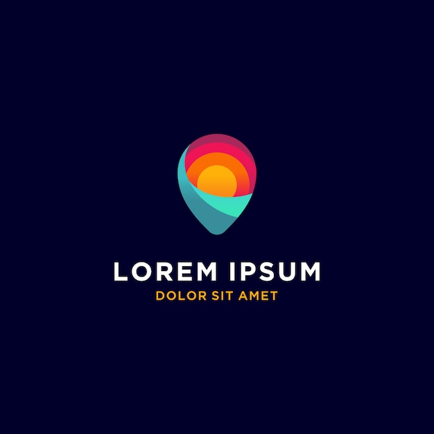 Vibrant Layered Pinpoint Logo on Midnight Blue Background | Jiffy Designs