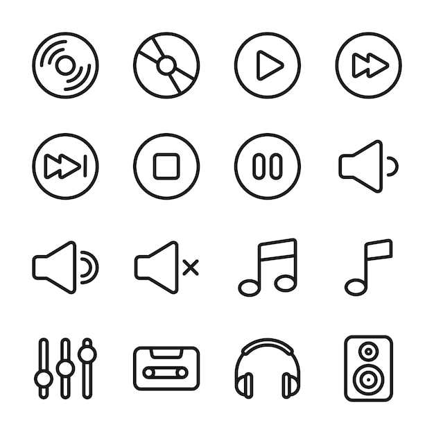 Minimalist Black and White Media Control Icons Set | Jiffy Designs