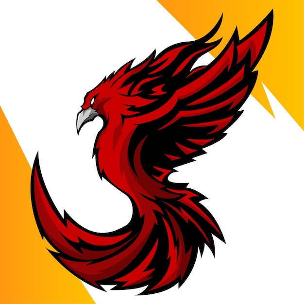 Majestic Crimson Phoenix Soaring Amidst Fiery Backdrop | Jiffy Designs
