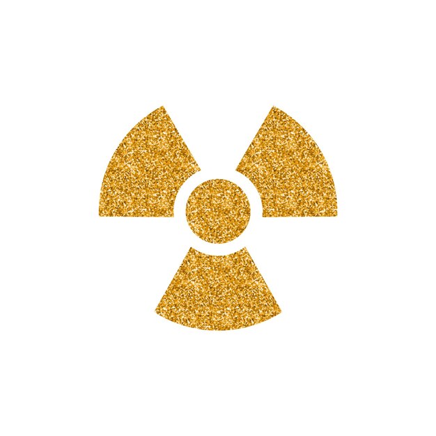 Radiant Radiation Symbol Shines in Golden Glitter | Jiffy Designs