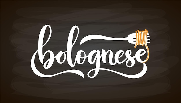 Delightful Bolognese Cuisine Lettering on Chalkboard Background | Jiffy ...