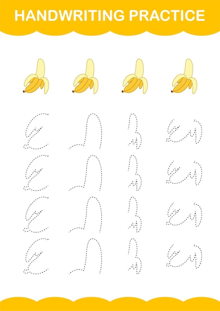 Vibrant Banana Handwriting Practice Worksheet for Kids | Jiffy Designs