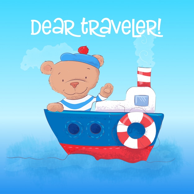 Adorable Teddy Bear Sailing on a Playful Boat Adventure | Jiffy Designs
