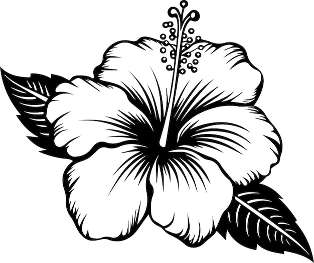 Striking Monochrome Hibiscus Flower Illustration | Jiffy Designs