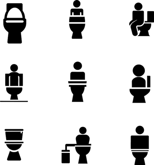 Diverse Collection of Stylized Toilet Icons | Jiffy Designs