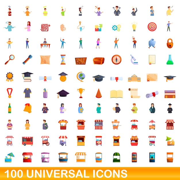 Vibrant Collection of 100 Diverse and Versatile Universal Icons | Jiffy ...