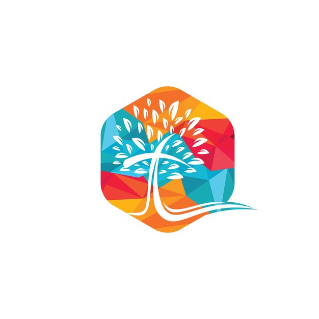 Vibrant Hexagonal Tree Emblem with Flowing Branches | Jiffy Designs