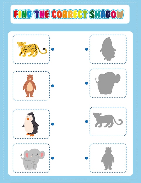 Colorful Animal Shadow Matching Game for Children | Jiffy Designs